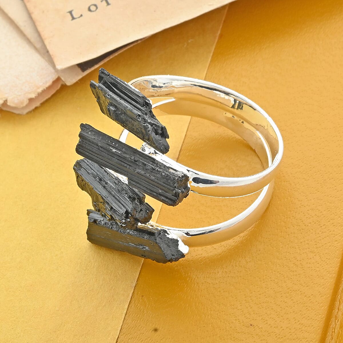 Buy Rough Cut Black Tourmaline Ring in Silvertone (Size 8.0) 6.00 ctw ...