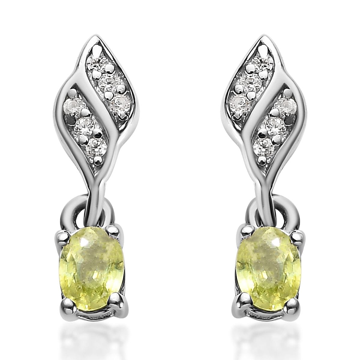 Buy Premium Sava Sphene and White Zircon Earrings in Platinum Over ...