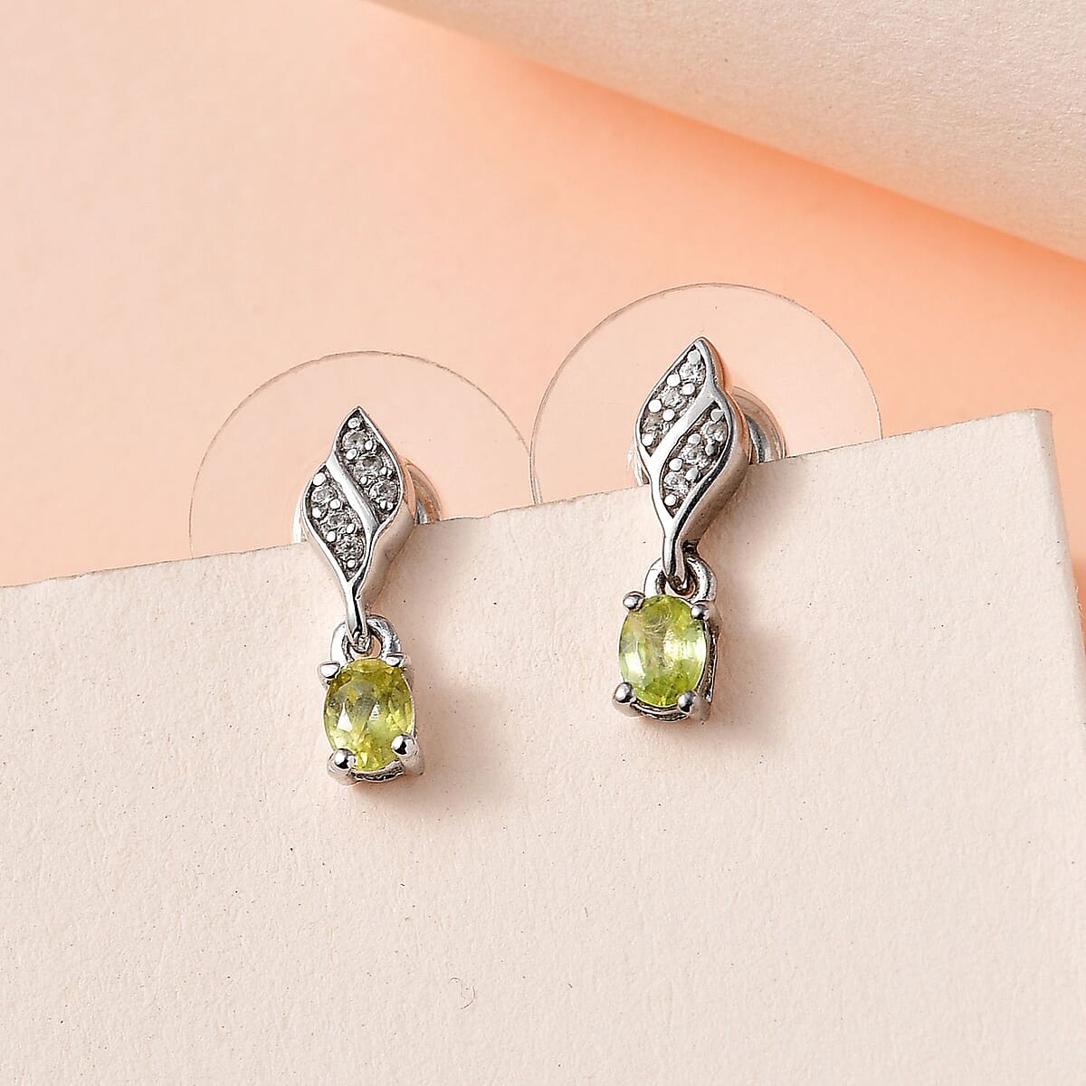 Buy Premium Sava Sphene and White Zircon Earrings in Platinum Over ...