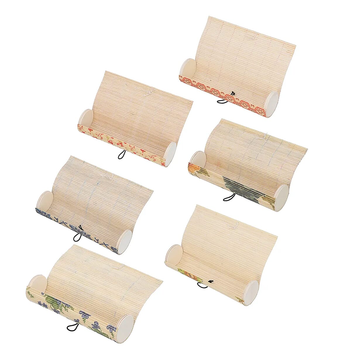 Buy Set of 6 Cream Color Long Round Shape Bamboo Jewelry Box at ShopLC.