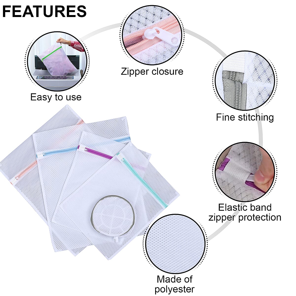 Buy Homesmart Set of 5, Red Mesh Laundry Bag 4 Pcs with 1 Cylindrical ...