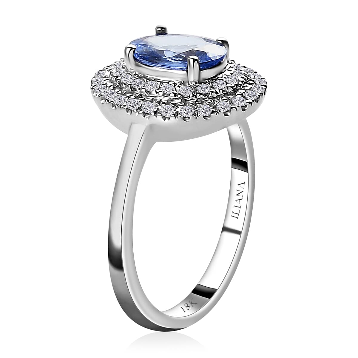 Mother's day jewelry Iliana 18K White Gold AAA Royal Ceylon Sapphire, Diamond (G-H, SI) (0.25 ...