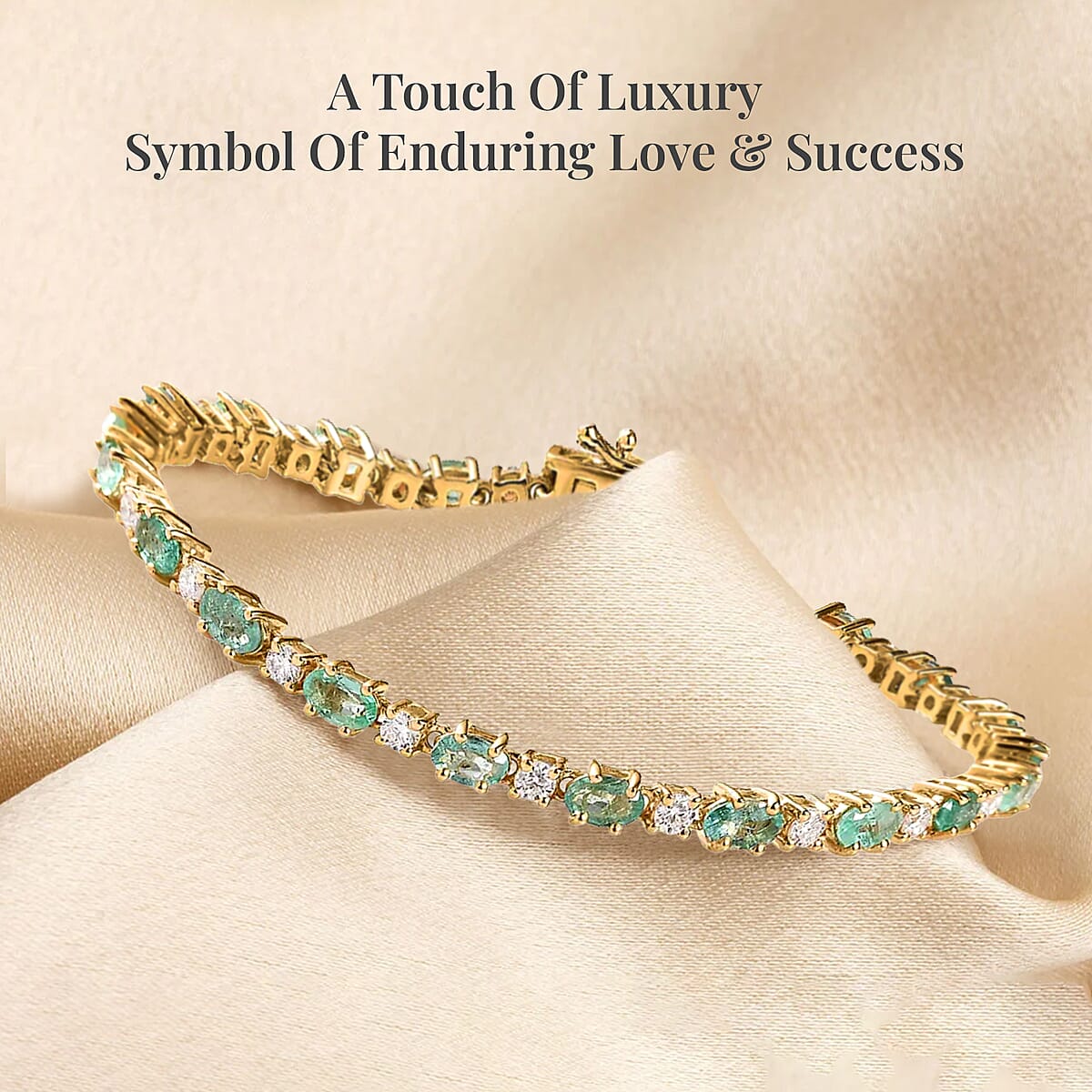 Buy Ethiopian Emerald And Moissanite Tennis Bracelet In Vermeil Yellow