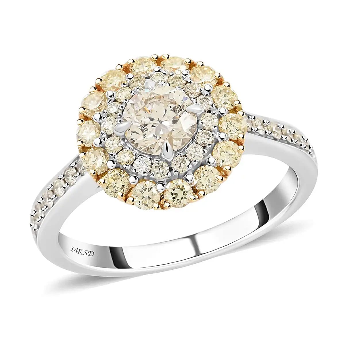Buy Modani Natural Yellow and White Diamond SI 1.25 ctw Ring in 14K ...