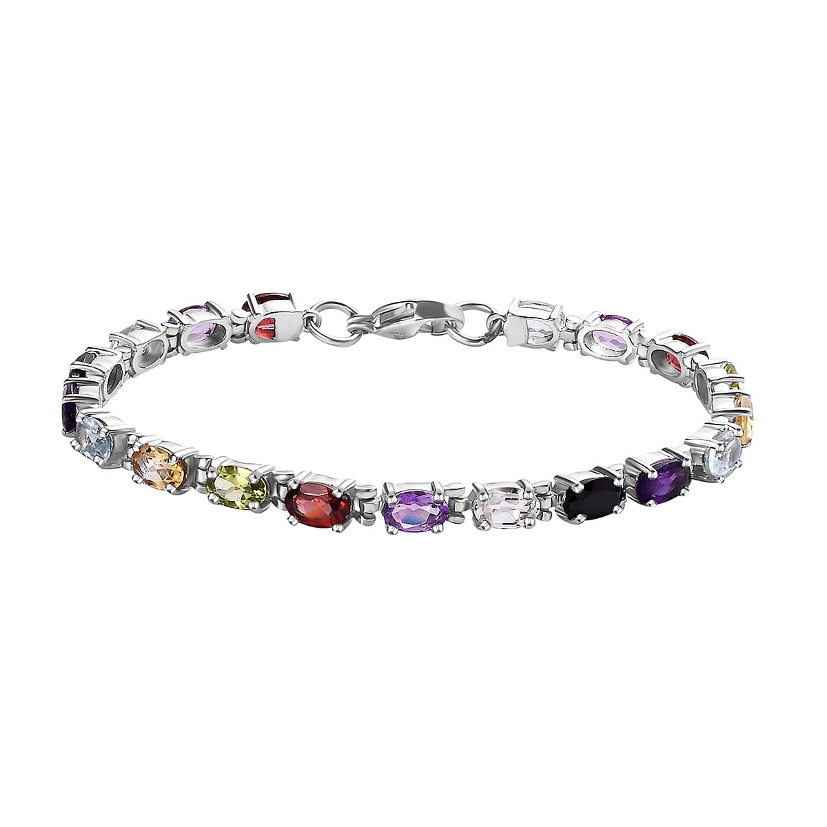 Buy Multi Gemstone Tennis Bracelet in Stainless Steel (6.50 In) 9.50 ...