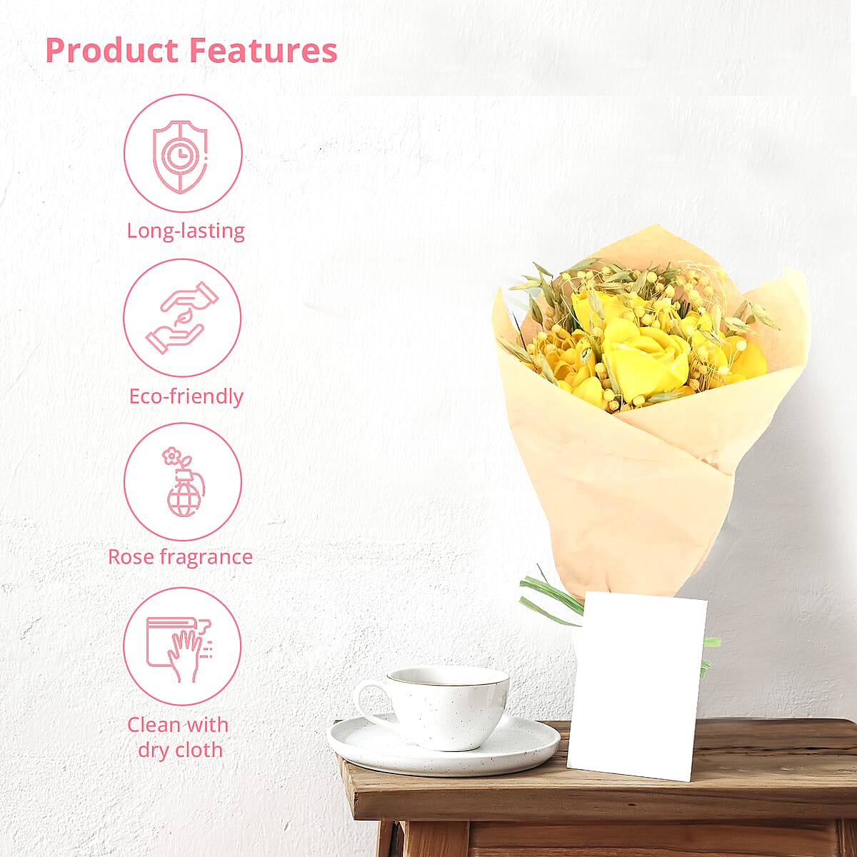 Buy Floral Bouquet with Dried Yellow Flower and Citrus Fragrance Spray ...
