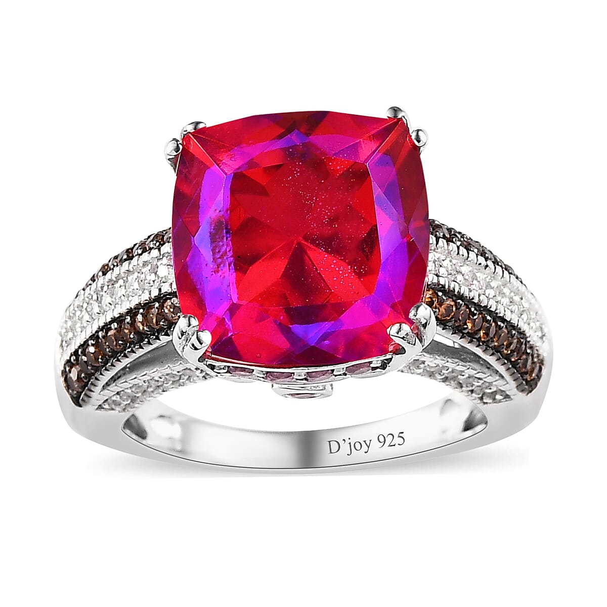 Buy Volcanic Quartz (Triplet) and Multi Gemstone Ring in Platinum Over ...