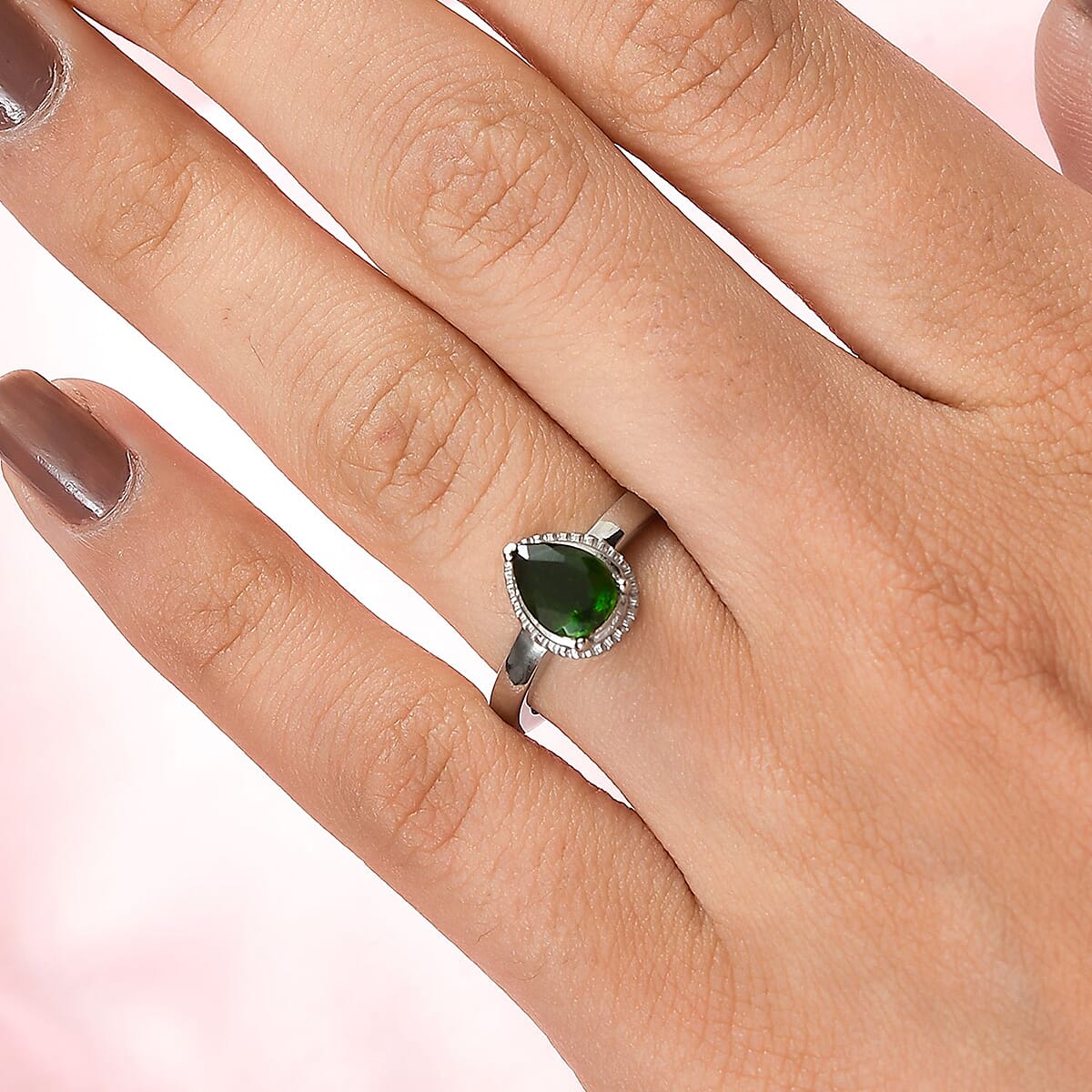 Buy Chrome Diopside Solitaire Ring in Stainless Steel (Size 10.0) 1.00 ...