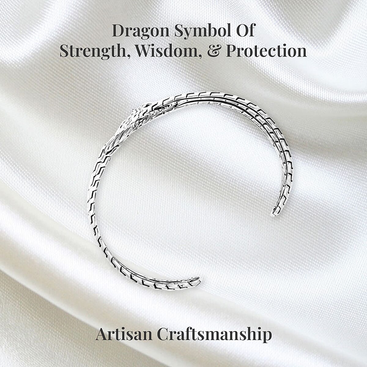 Buy Bali Legacy Sterling Silver Dragon Cuff Bracelet (7.25 in) 34.75 ...
