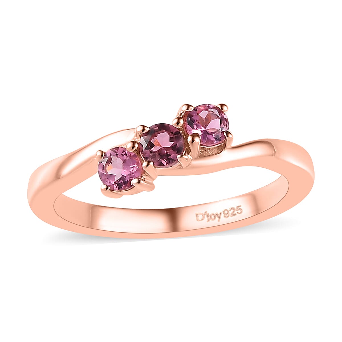 Buy Premium Natural Calabar Pink Tourmaline Bypass 3 Stone Ring in ...