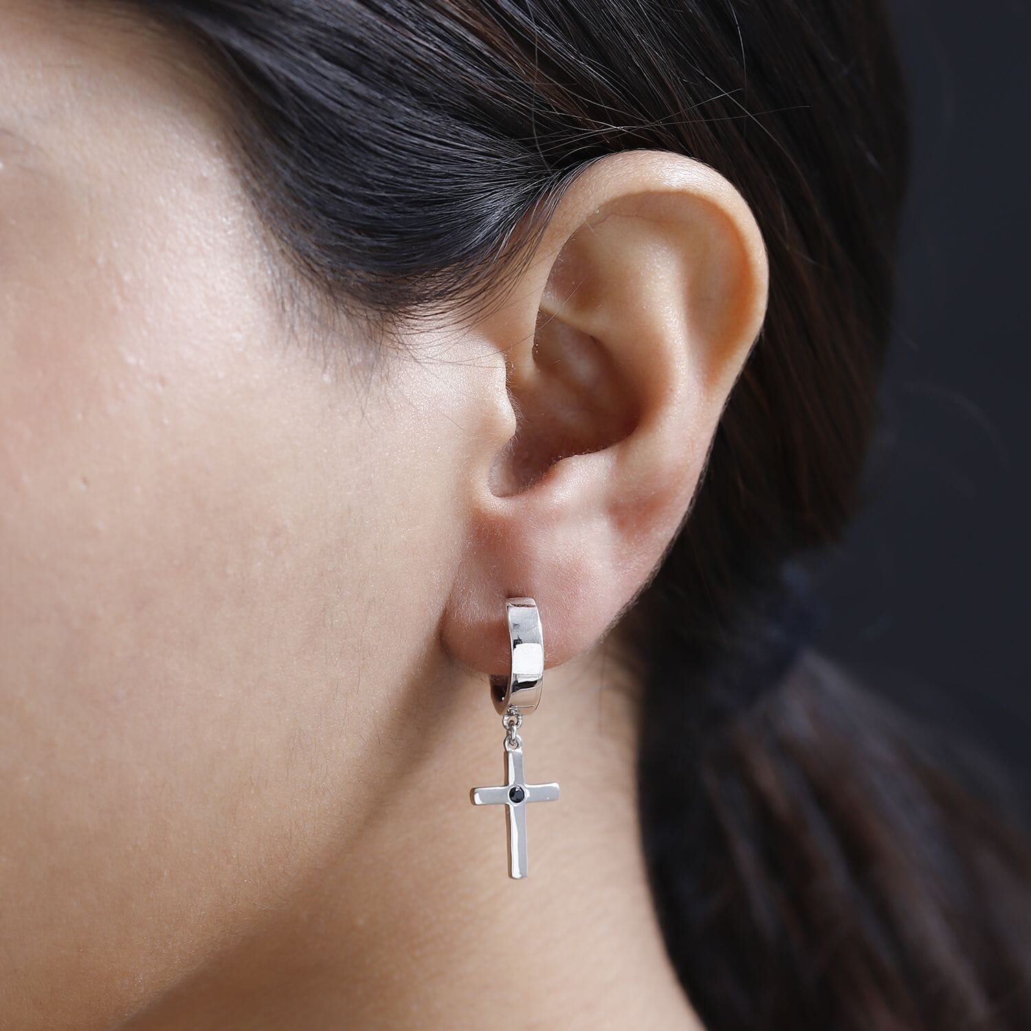 Platinum cross earrings store