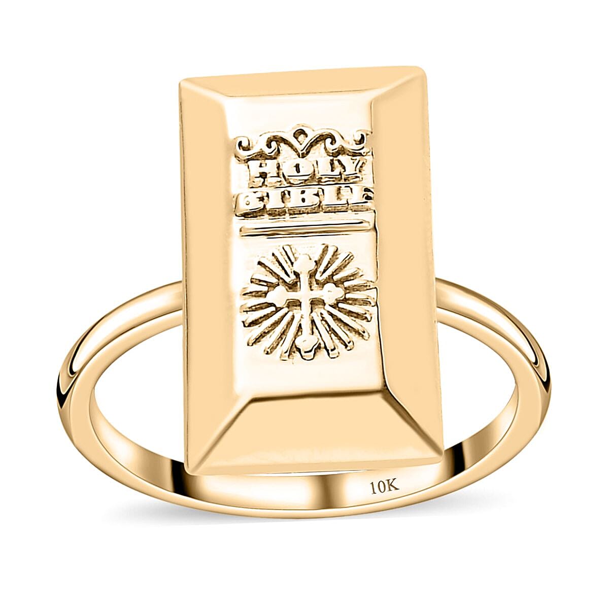 Buy 10K Yellow Gold Holy Bible Bar Ring (Size 6.0) 2.30 Grams at ShopLC.