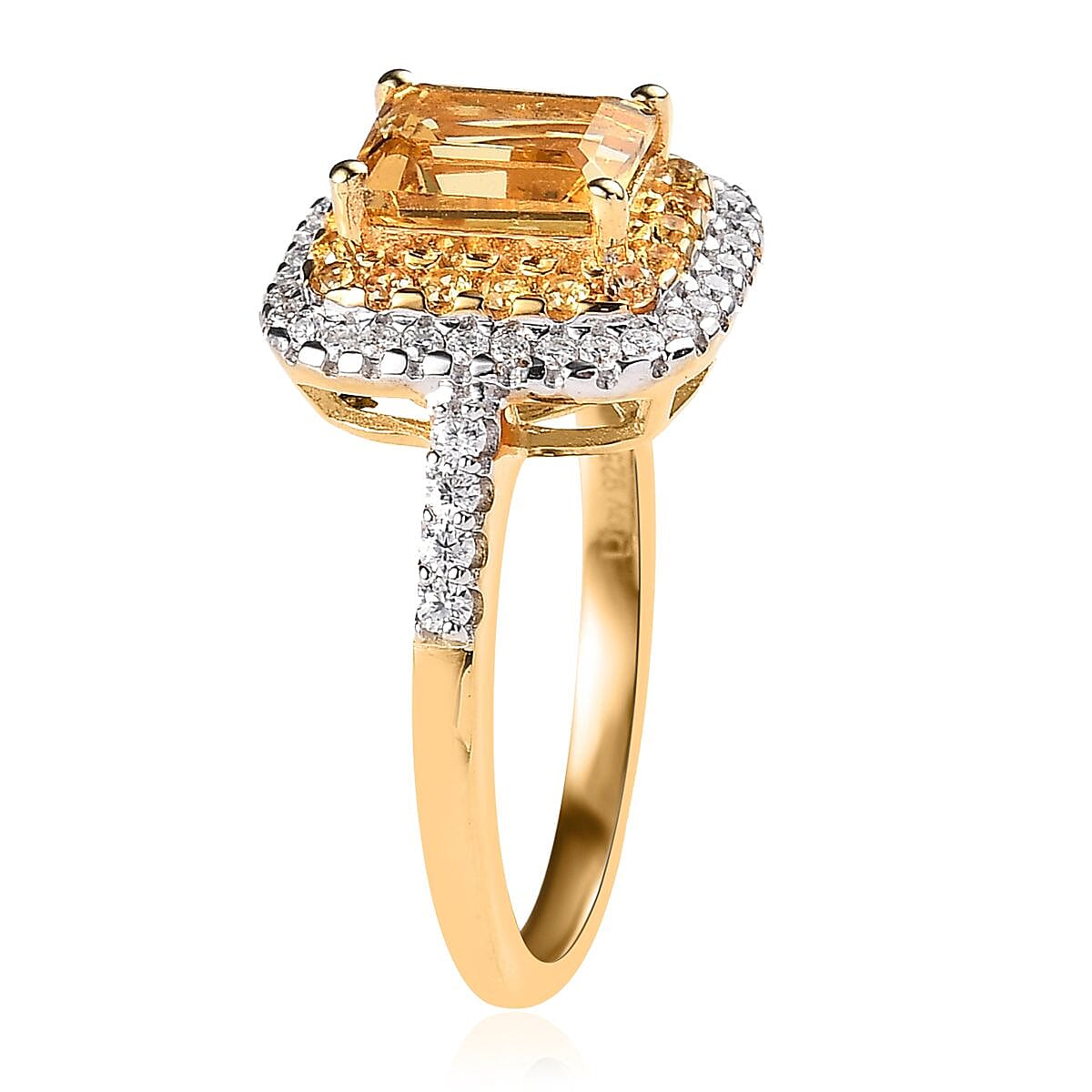 Buy Premium Brazilian Heliodor, Multi Gemstone Double Halo Ring in ...