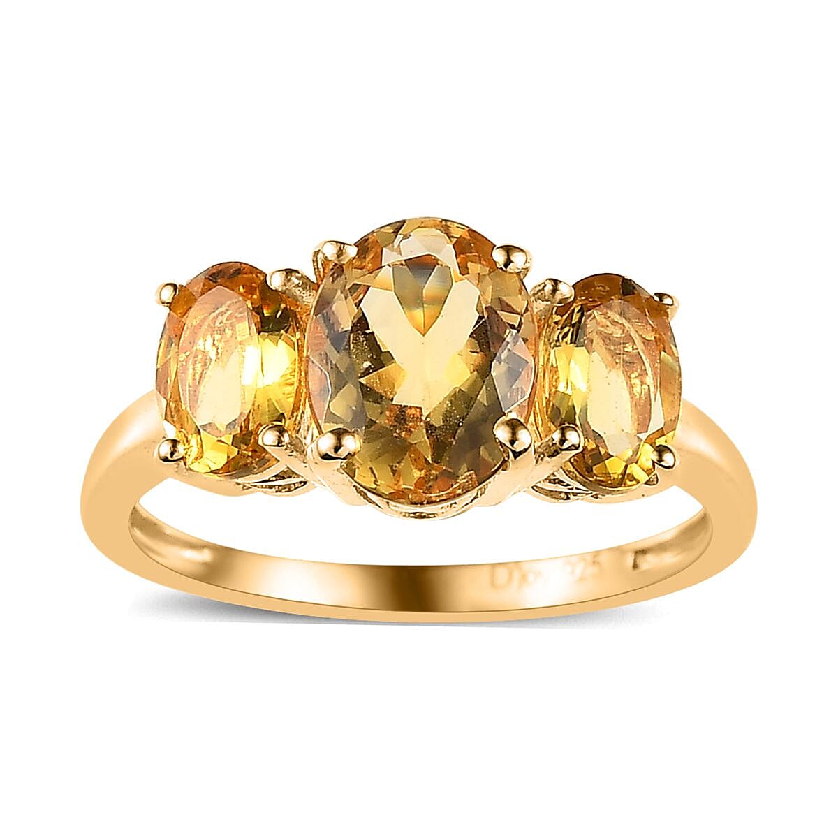 Buy Premium Brazilian Heliodor Trilogy Ring in Vermeil Yellow Gold Over ...