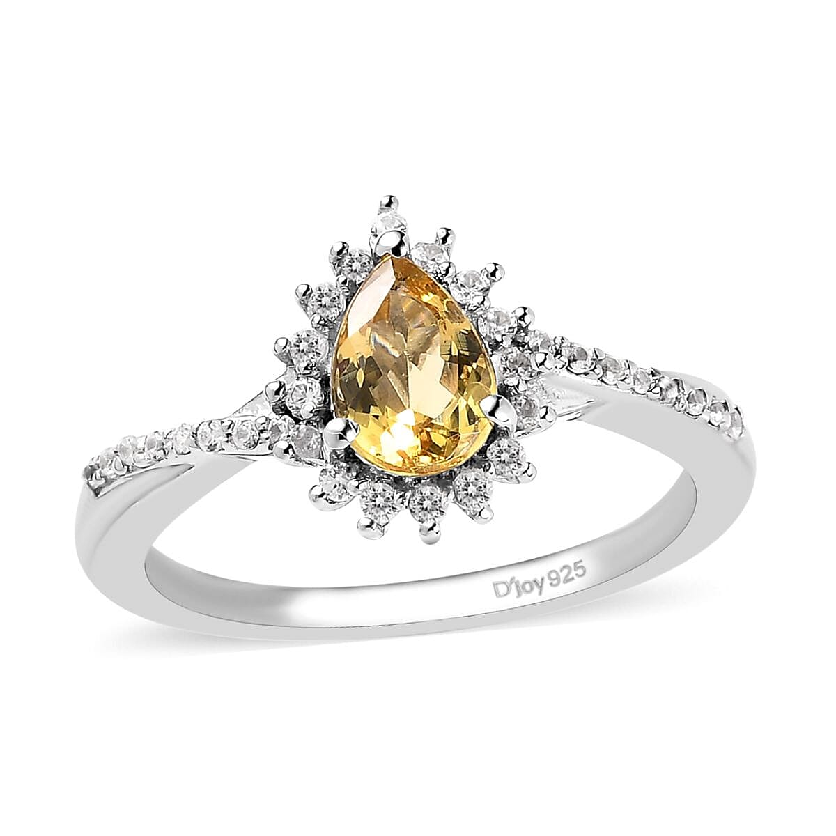 Buy Premium Brazilian Heliodor and White Zircon Halo Ring in Platinum ...