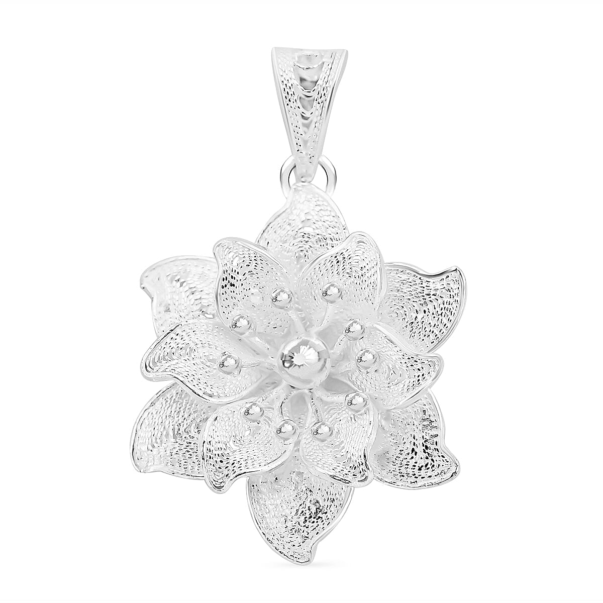 Buy Artistry Tarakashi Collection Sterling Silver Peony Floral Pendant ...