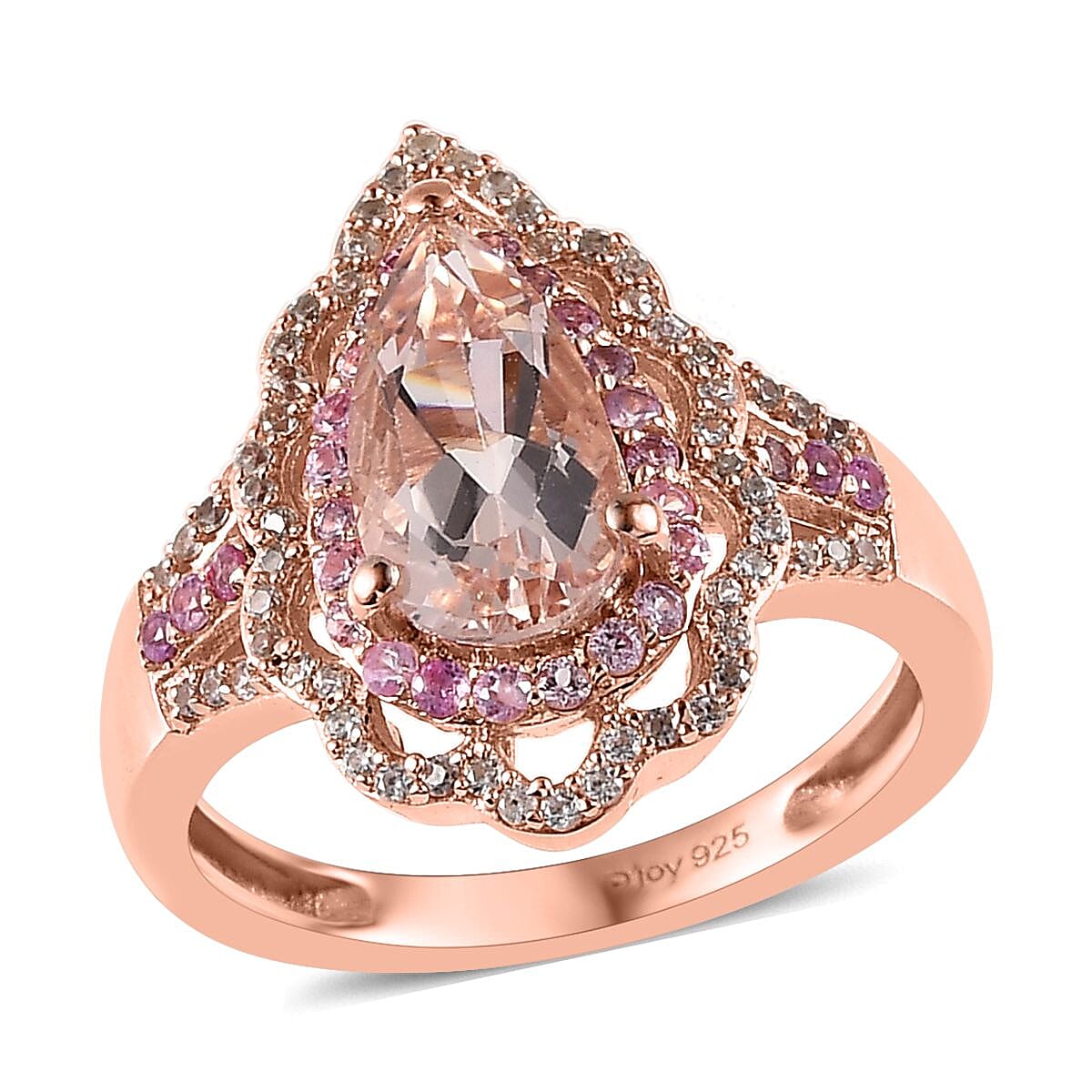 Buy Doorbuster Marropino Morganite and Multi Gemstone Ring in Vermeil ...