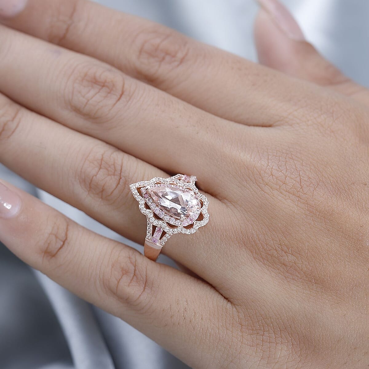 Buy Doorbuster Marropino Morganite and Multi Gemstone Ring in Vermeil ...