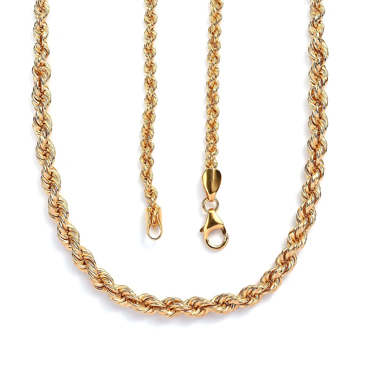 Buy Vermeil Yellow Gold Over Sterling Silver 5mm Rope Chain Necklace 20 ...
