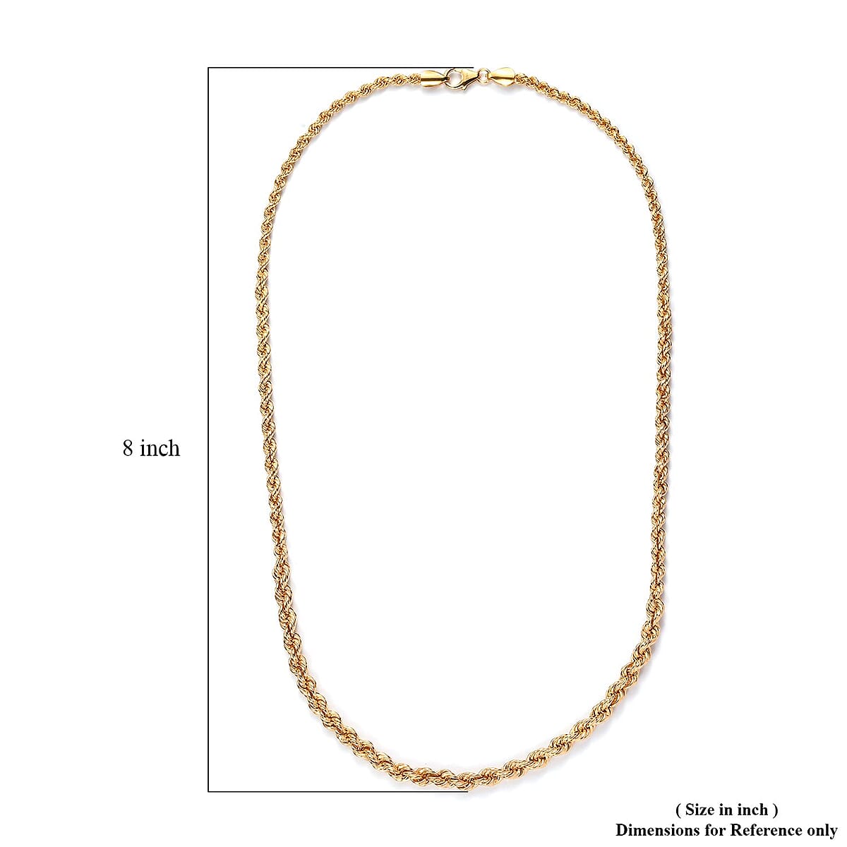 Buy Vermeil Yellow Gold Over Sterling Silver 5mm Rope Chain Necklace 20 ...