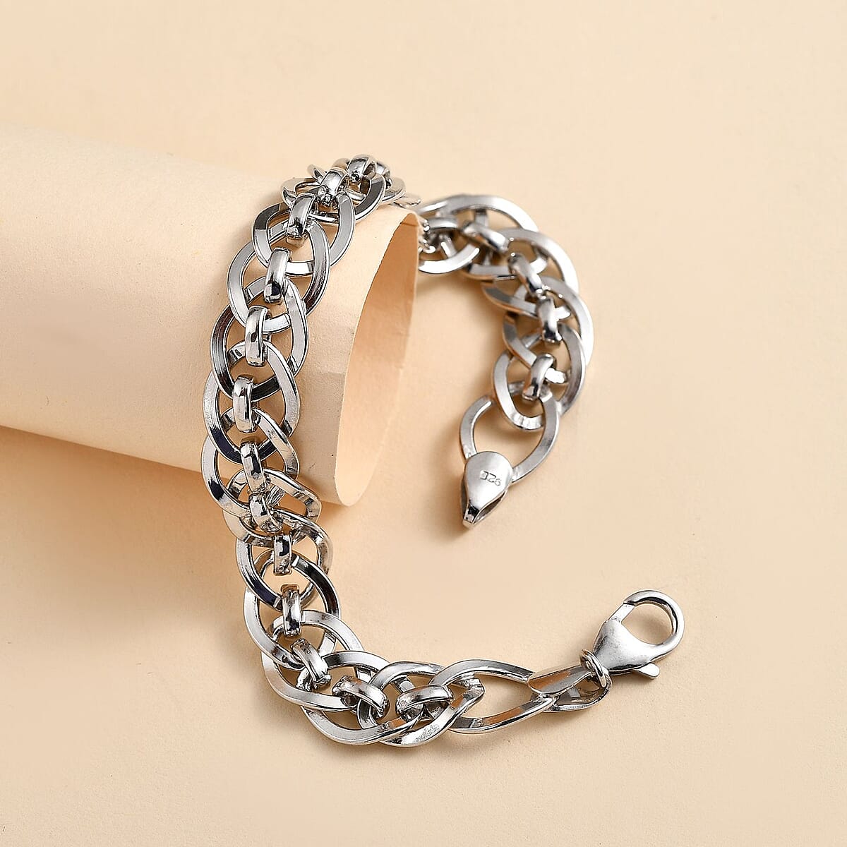 Buy Doorbuster Platinum Over Sterling Silver Fancy Cain Bracelet (7.25 In) 16.60 Grams at ShopLC.