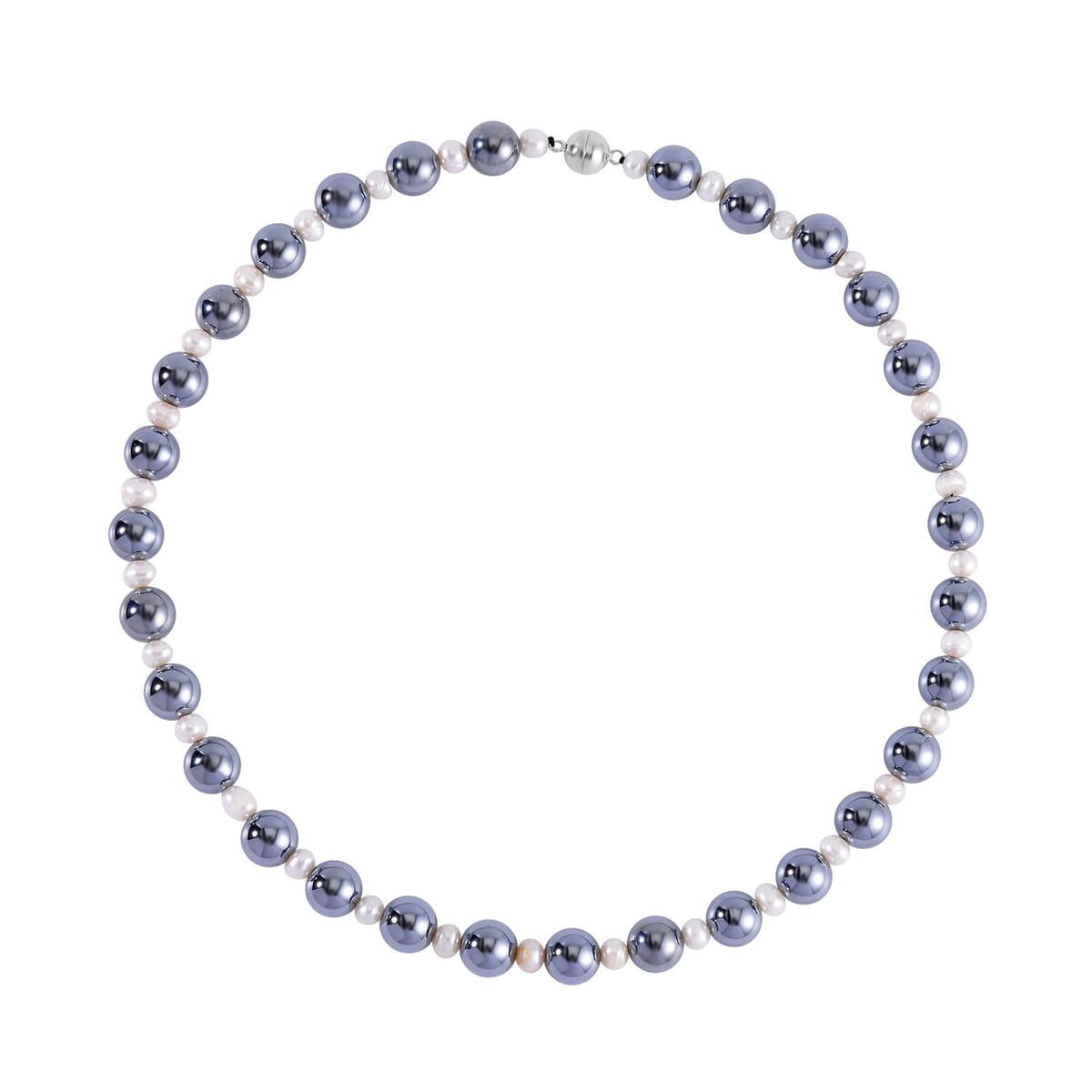 Buy Terahertz And White Freshwater Pearl Beaded Necklace 20 Inches In