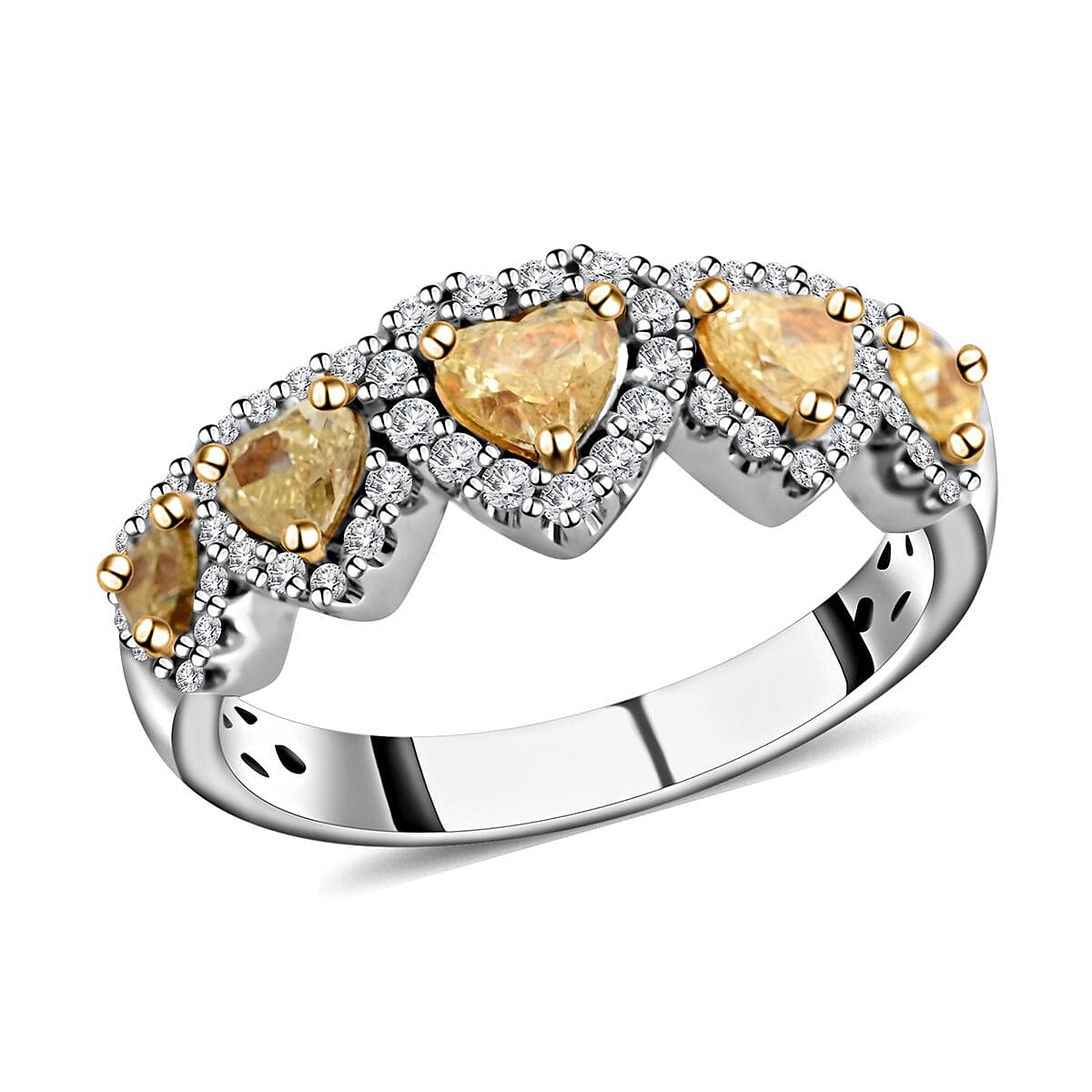 Buy Modani 14K Yellow and White Gold Natural Yellow and White Diamond ...