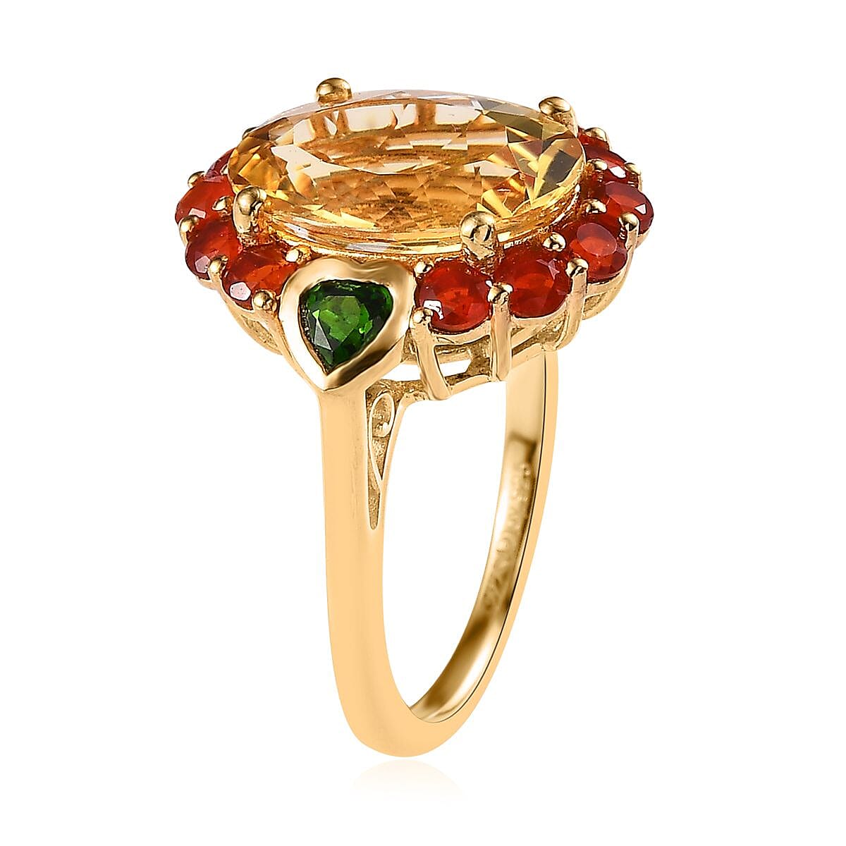 Buy Yellow Labradorite and Multi Gemstone Halo Ring in Vermeil Yellow ...