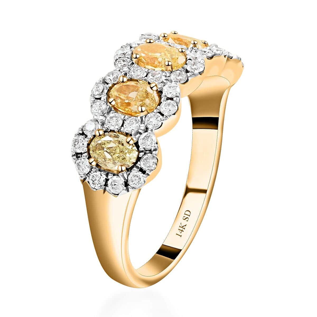 Buy Modani 14K Yellow Gold SI Natural Yellow and White Diamond Ring ...