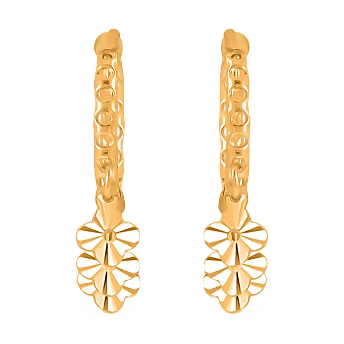 Buy 24K Yellow Gold Electroform Floral Hoop Earrings 2.10 Grams at ShopLC.