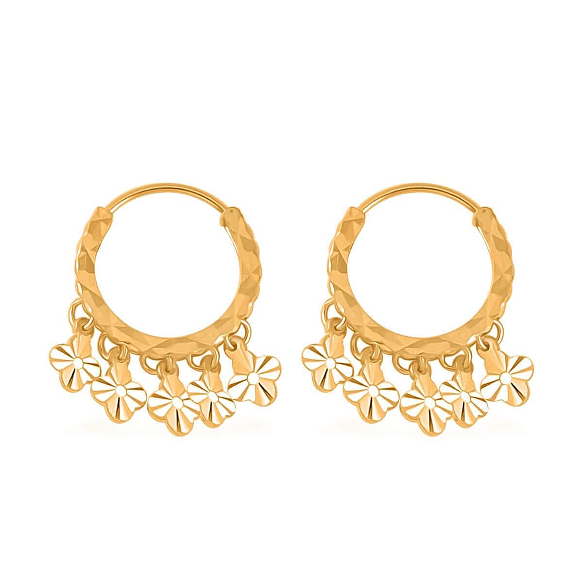 Buy 24K Yellow Gold Electroform Floral Hoop Earrings 2.10 Grams at ShopLC.