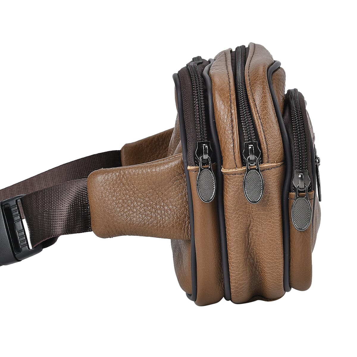 Buy Dark Brown Genuine Leather Rose Embossed Waist Bag at ShopLC.