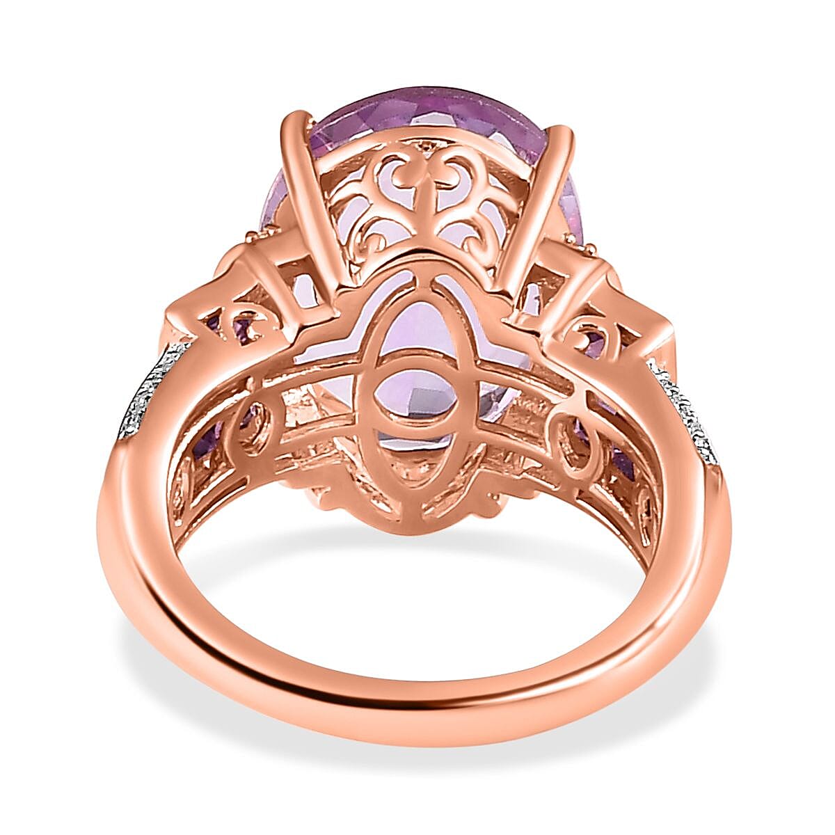 Buy Rose De France Amethyst and Multi Gemstone Ring in Vermeil Rose Gold Over Sterling Silver ...