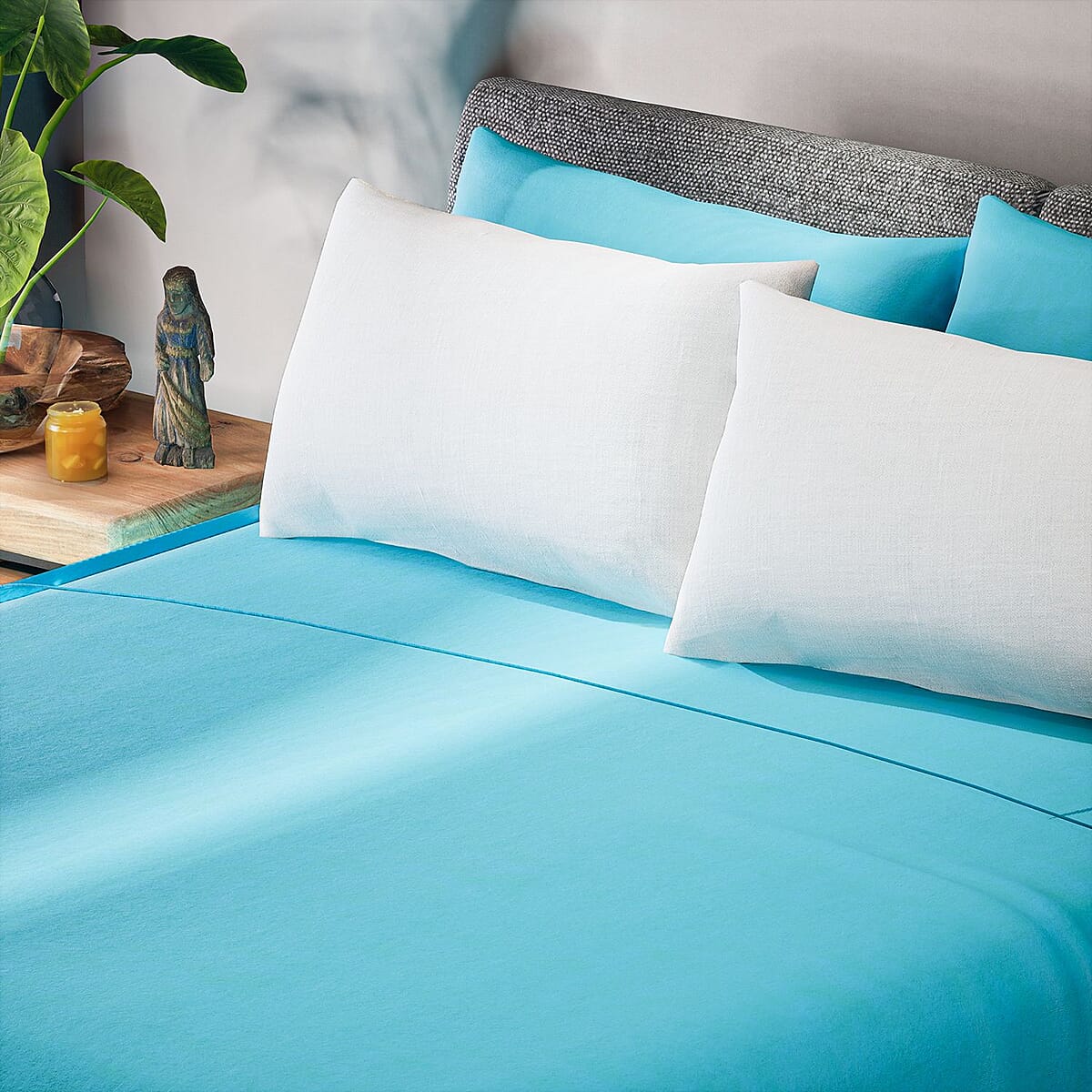 Buy TLV 6Pcs Blue Breathable Ultra-Soft Microfiber Sheet Set of 1 ...