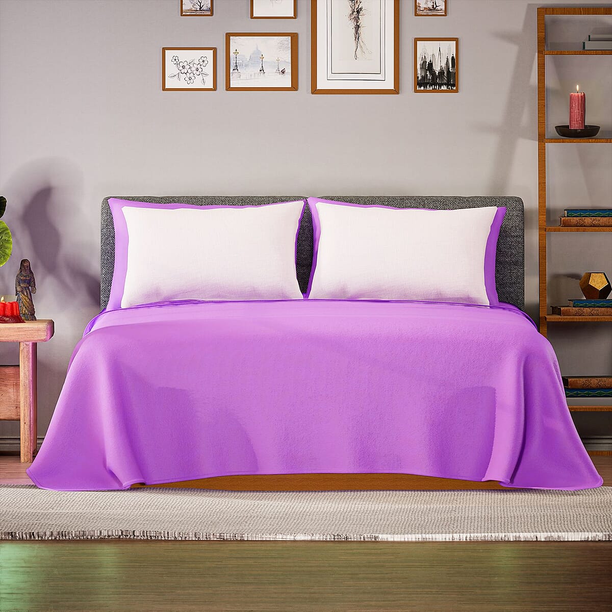 Buy TLV 6Pcs Purple Breathable Ultra-Soft Microfiber Sheet Set of 1 ...