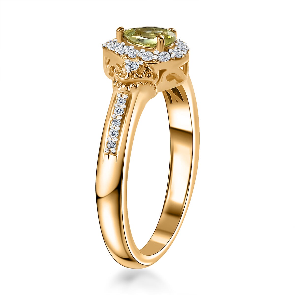 Buy Premium Sava Sphene and White Zircon Halo Ring in Vermeil Yellow ...