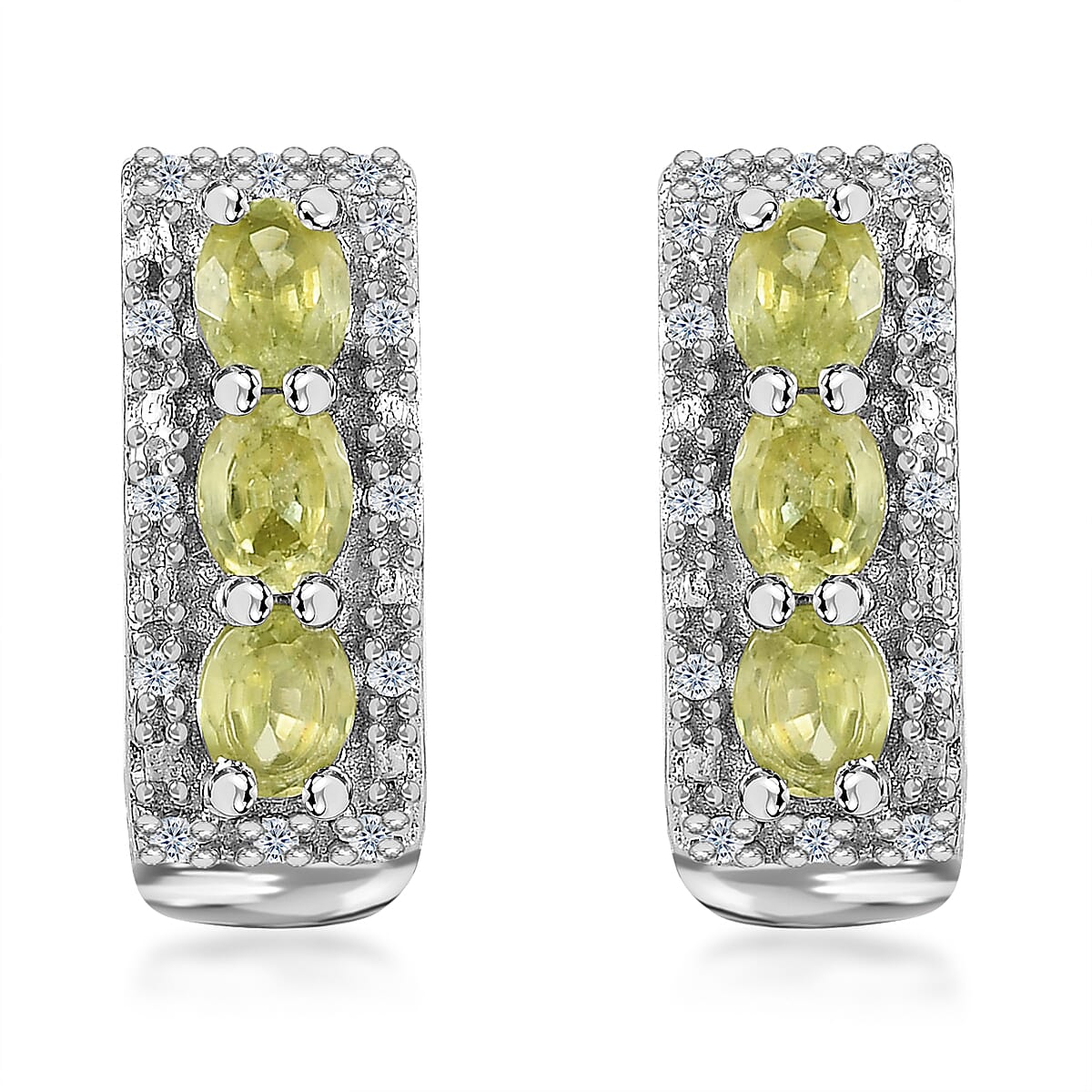 Buy Premium Sava Sphene and Multi Gemstone Omega Clip Earrings in ...