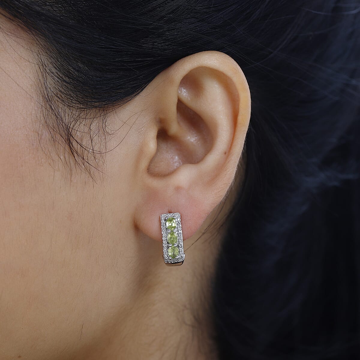 Buy Premium Sava Sphene and Multi Gemstone Omega Clip Earrings in ...