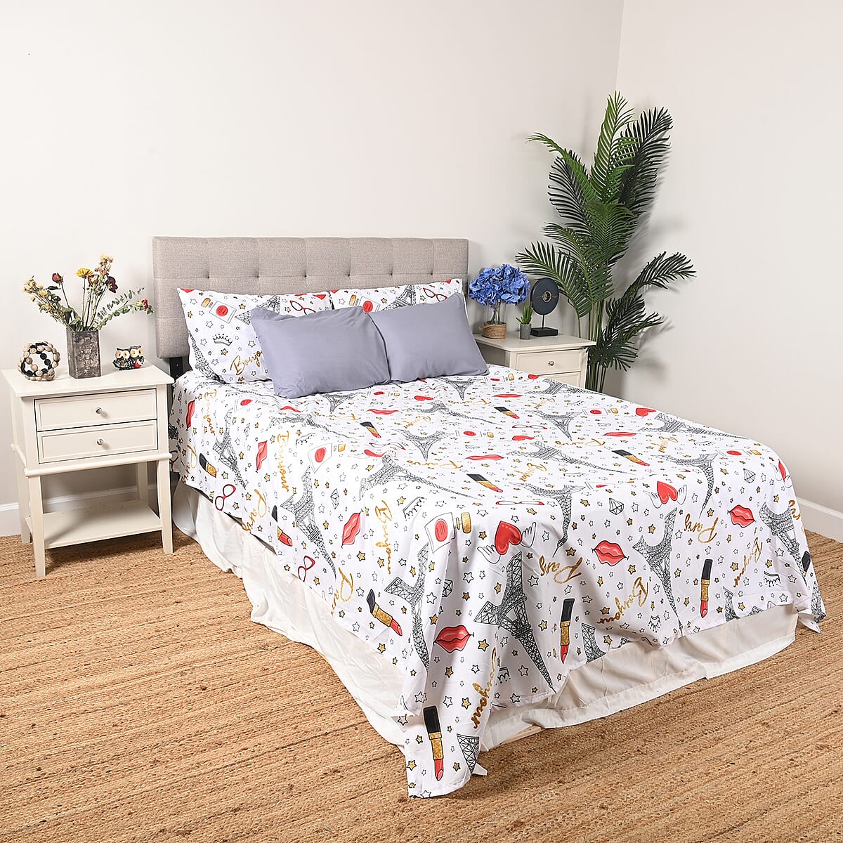 Buy Supreme Living 6pc Gray & Gold Stars Print Microfiber Sheet Set ...