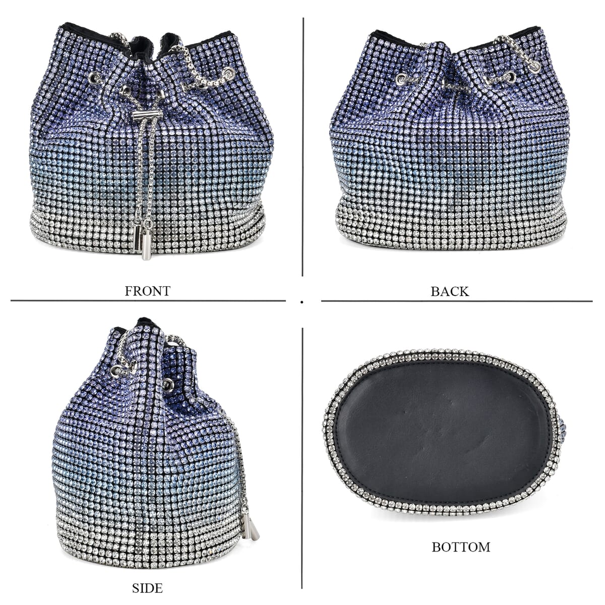 Buy Gradually Change Color Blue Crystal Bucket Bag with Stainless Steel ... Buy Gradually Change Color Blue Crystal Bucket Bag with Stainless Steel ...