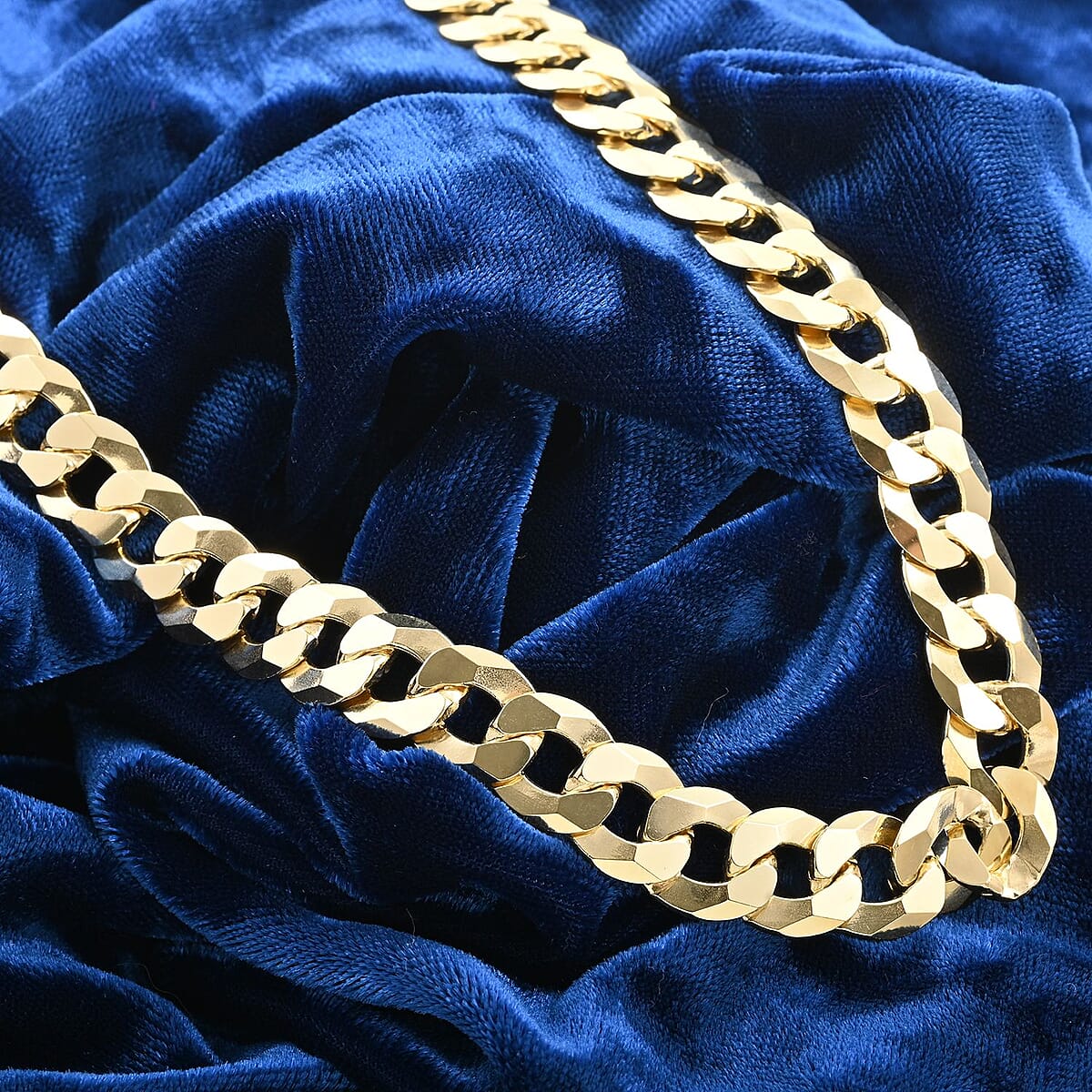 Buy Italian 14K Yellow Gold Over Sterling Silver Flat Curb Necklace 20 Inches 67 Grams at ShopLC.