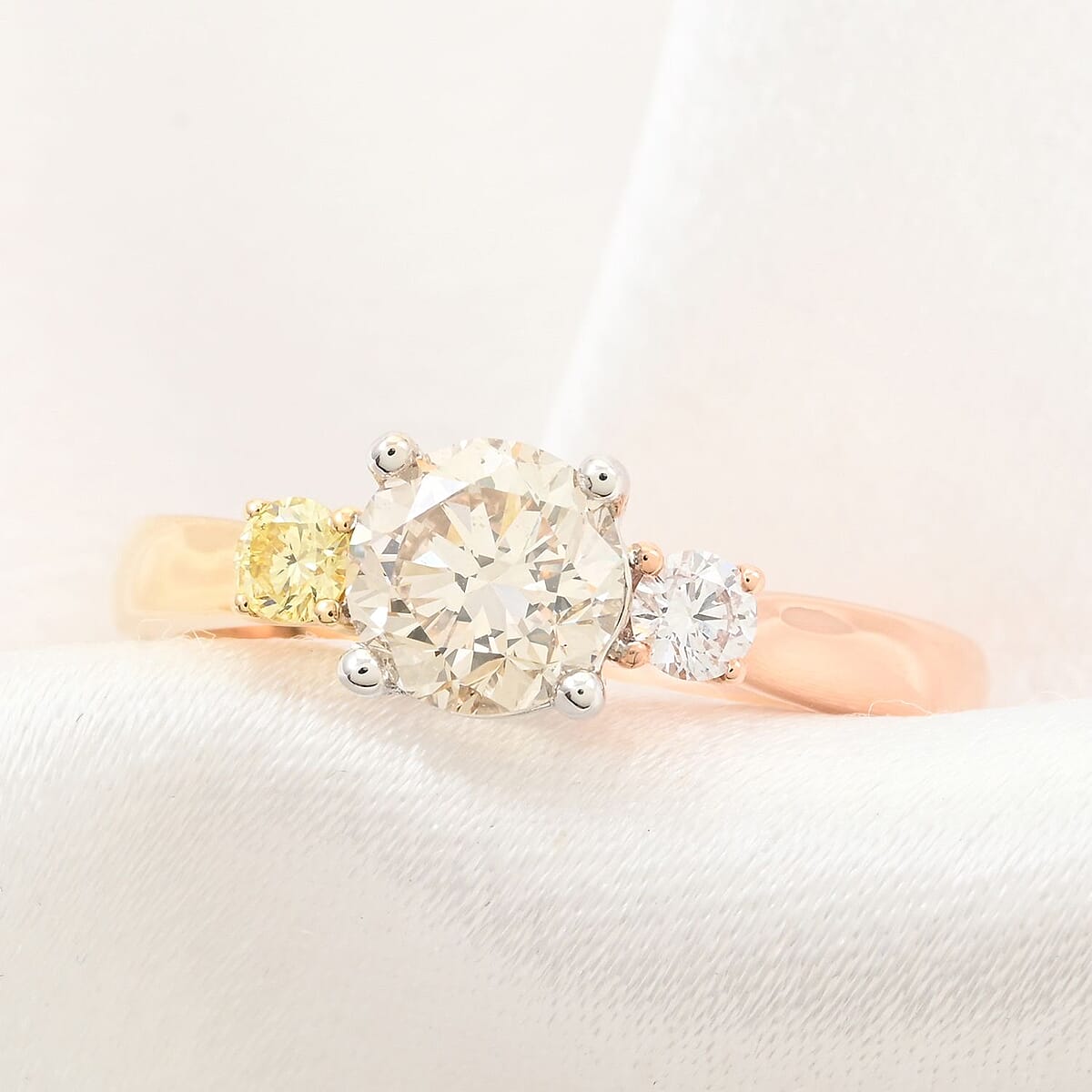 Buy Modani 14K Tri Color Gold Natural White (Cent. 1ctw) VS, Pink and ...