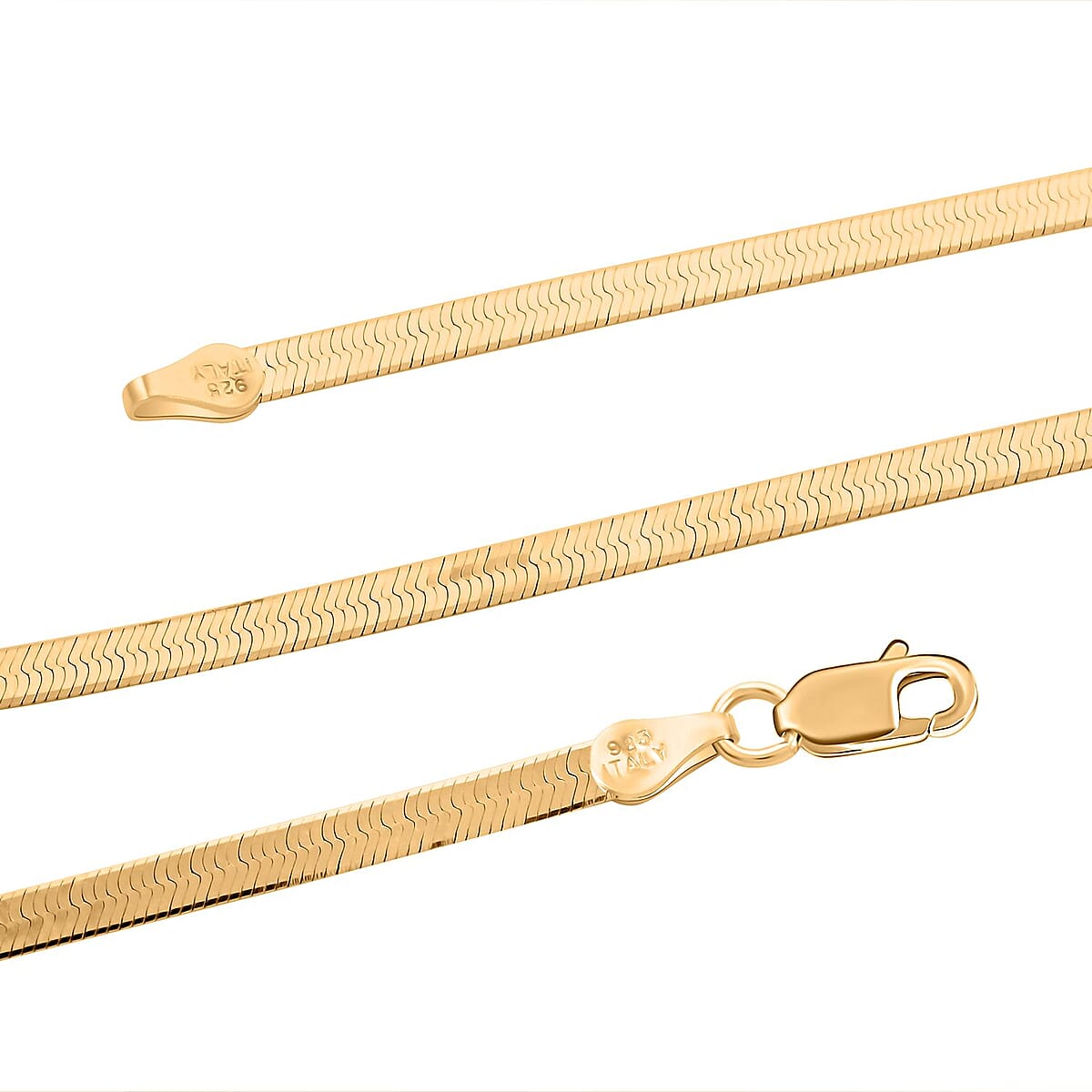 Buy 14k Yellow Gold Over Sterling Silver Herringbone Chain Necklace 20 Inches 103 Grams At Shoplc