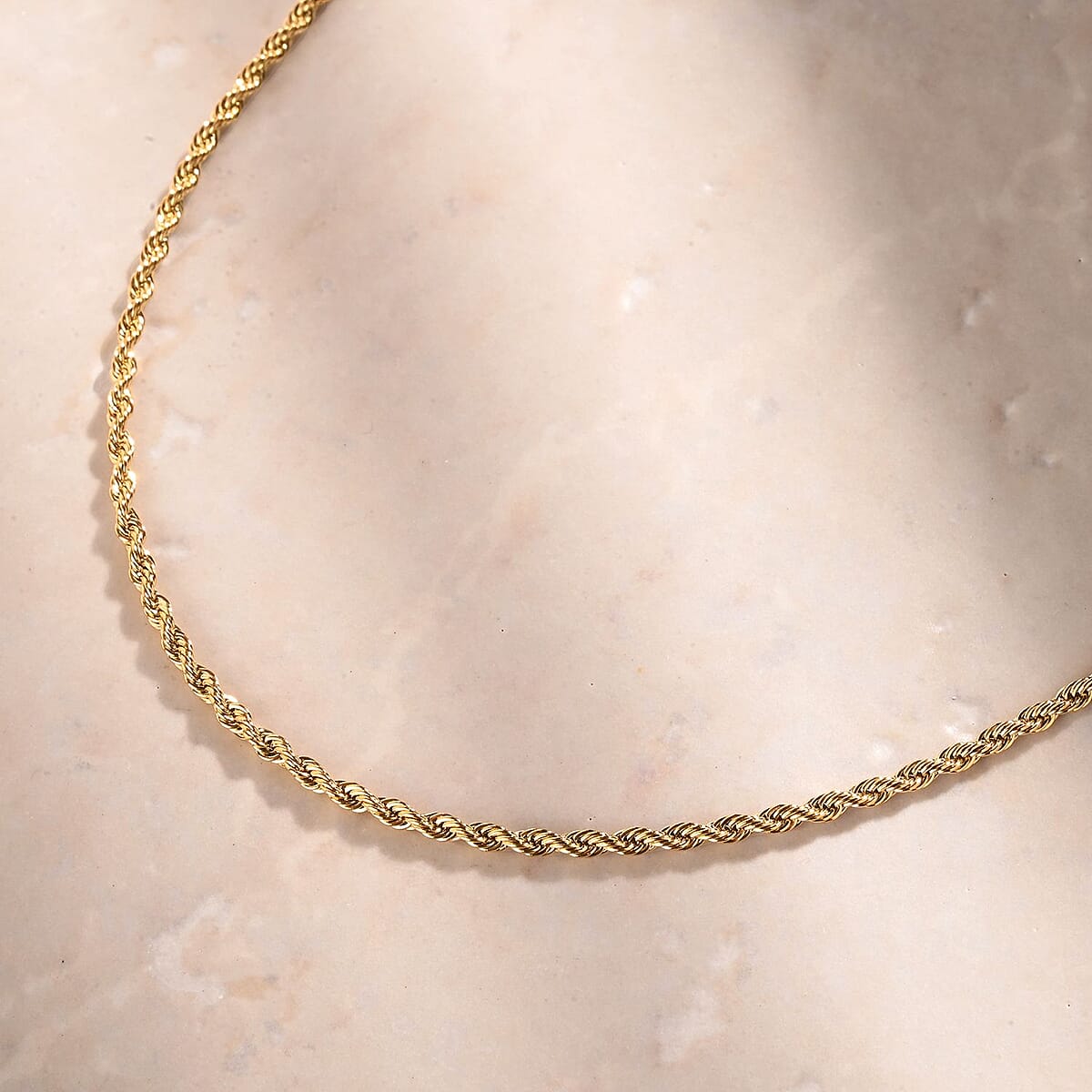 Buy Rope Chain Necklace 24 Inches in ION Plated Yellow Gold Stainless ...