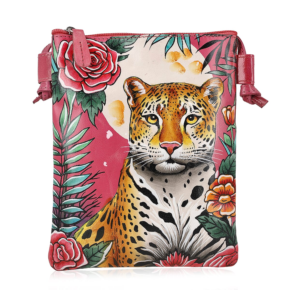 Buy Vivid by Sukriti Pink Color Leopard Pattern Hand Painted Genuine ...