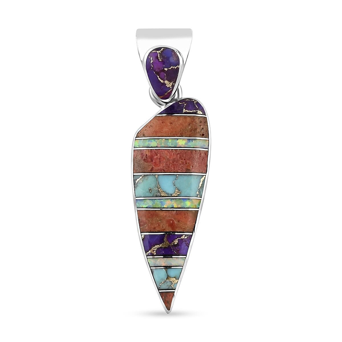 Buy Santa Fe Style Multi Gemstone Pendant in Sterling Silver 4.50 ctw ...