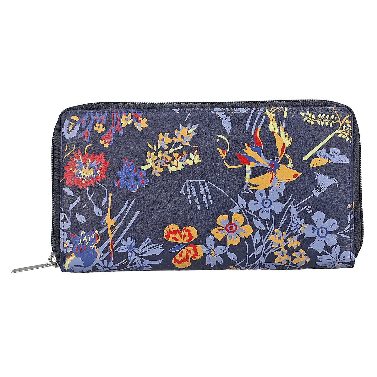 Buy Union Code Navy Color Flower Print 100% Genuine Leather RFID ...