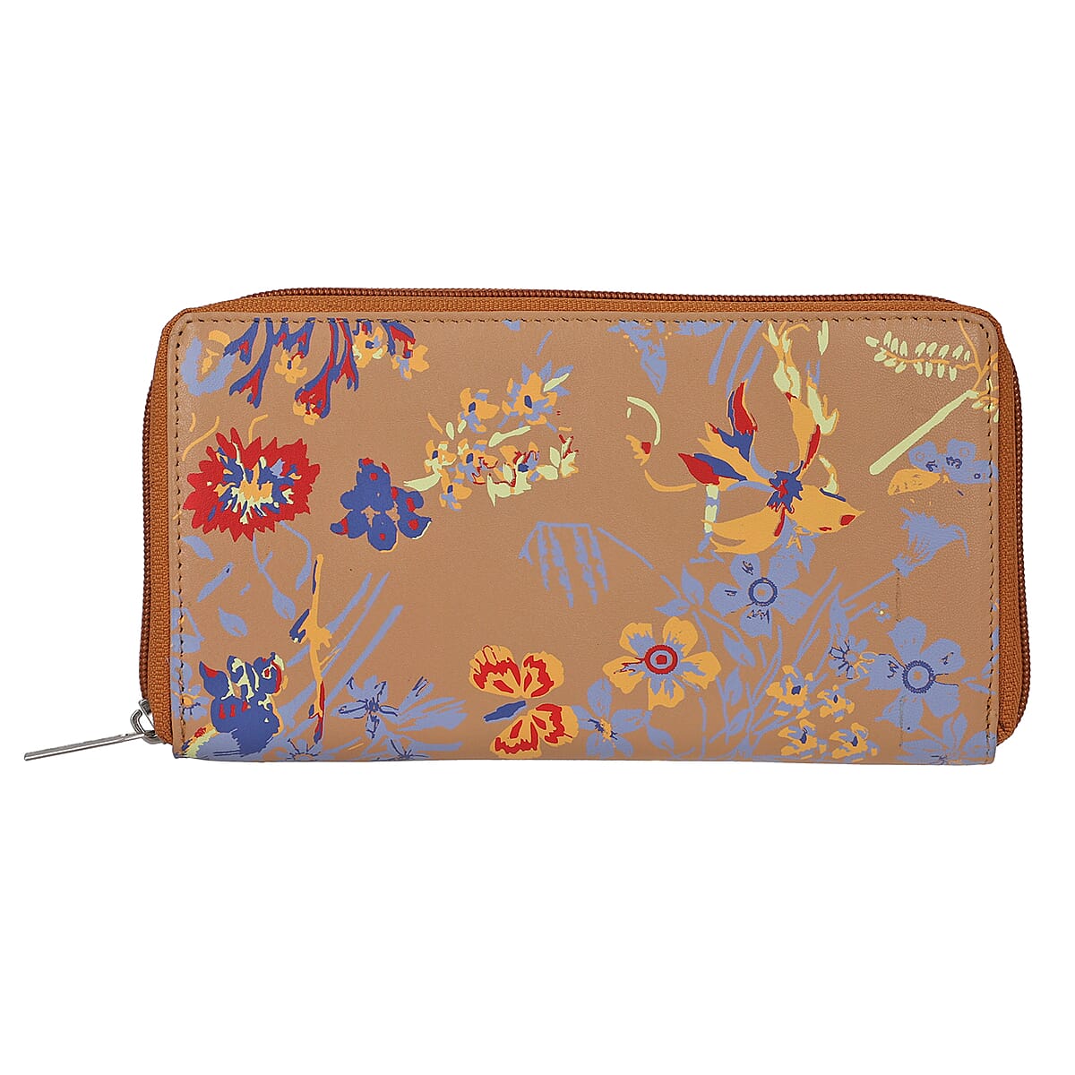 Buy Union Code Tan Color Flower Print 100% Genuine Leather RFID ...