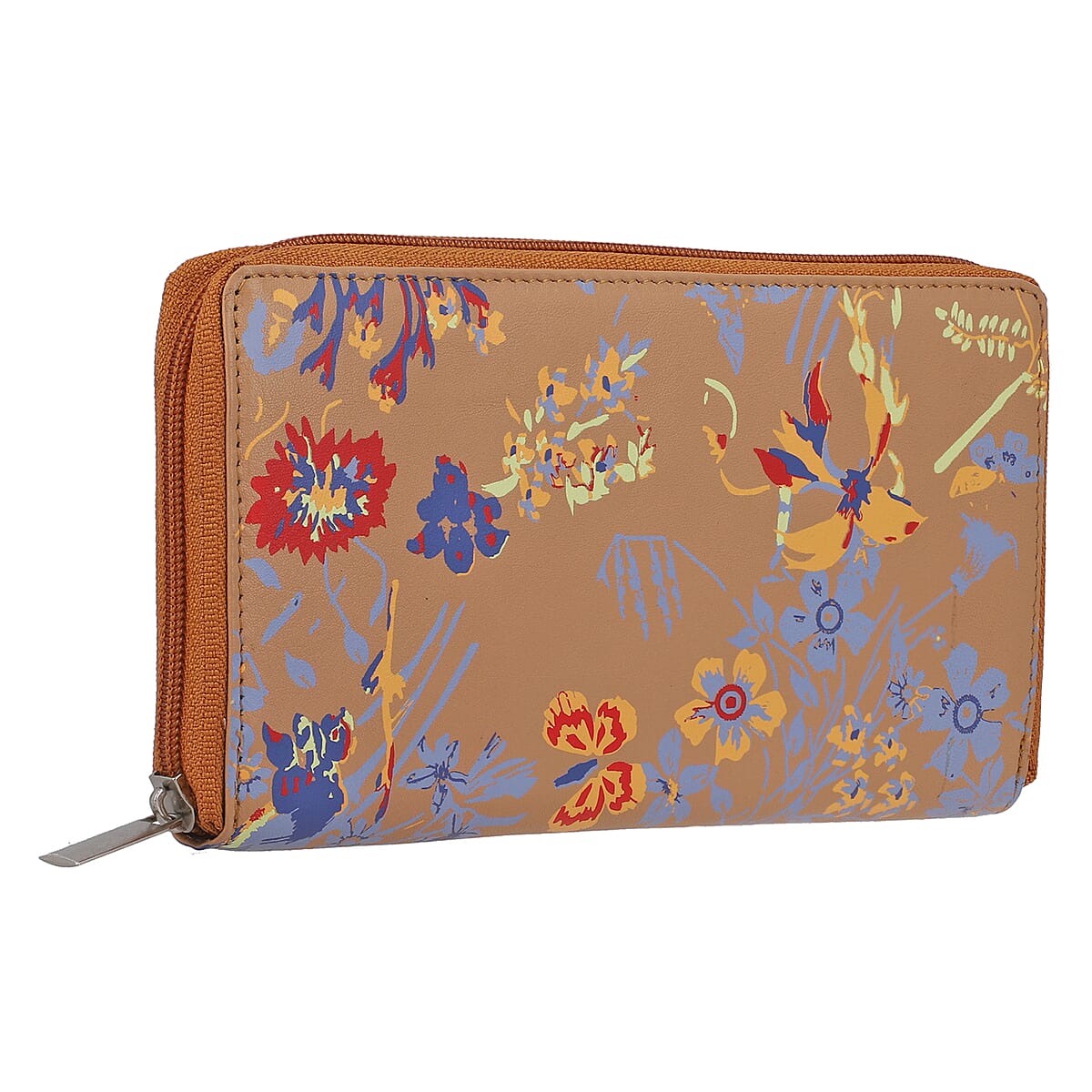 Buy Union Code Tan Color Flower Print 100% Genuine Leather RFID ...