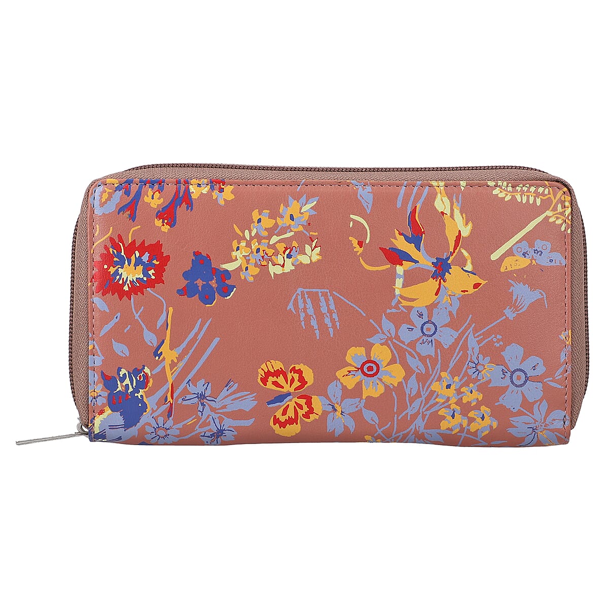 Buy Union Code Peach Color Flower Print 100% Genuine Leather RFID ...